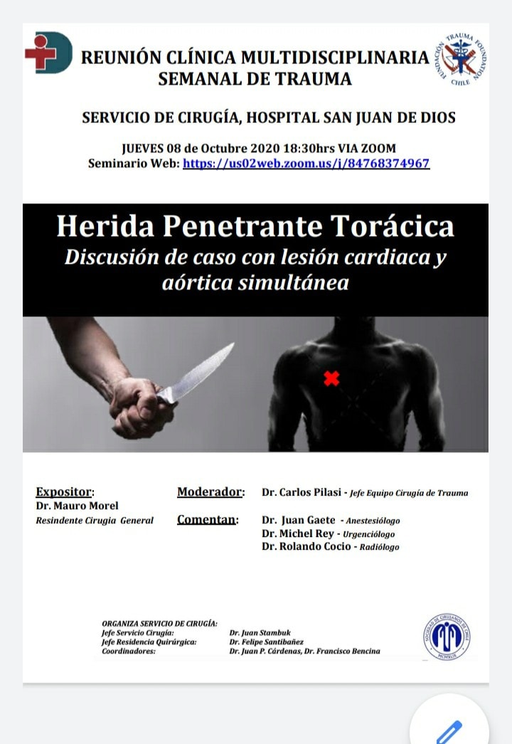Herida Penetrante Torácica. Discusión de caso con lesión cardíaca y ...